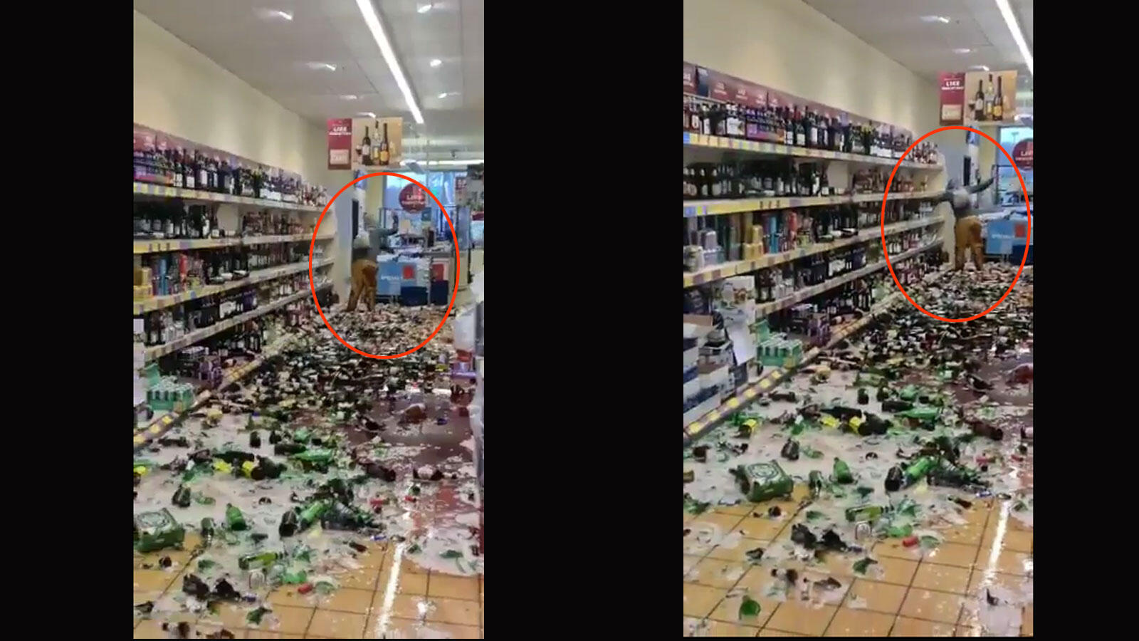 On cam: Woman smashes 500 bottles of liquor on supermarket floor