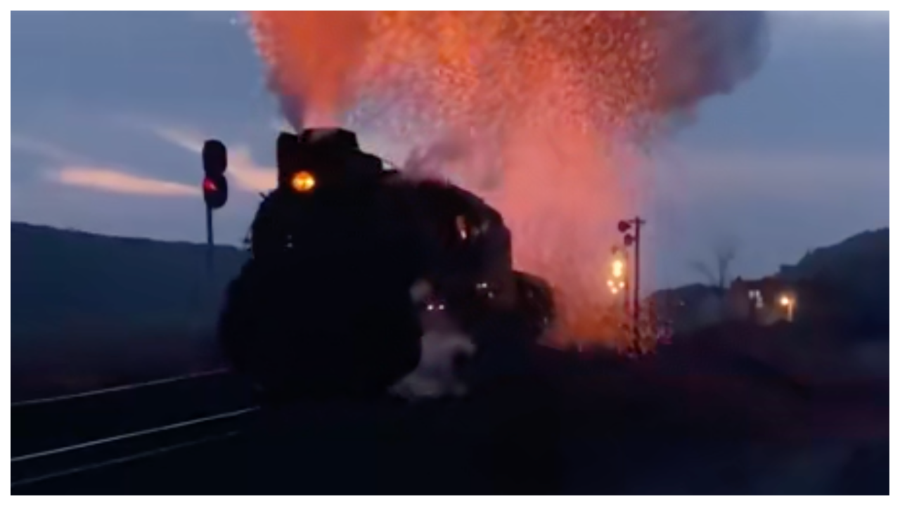 Dragon express: Train rains fire and ash at full steam
