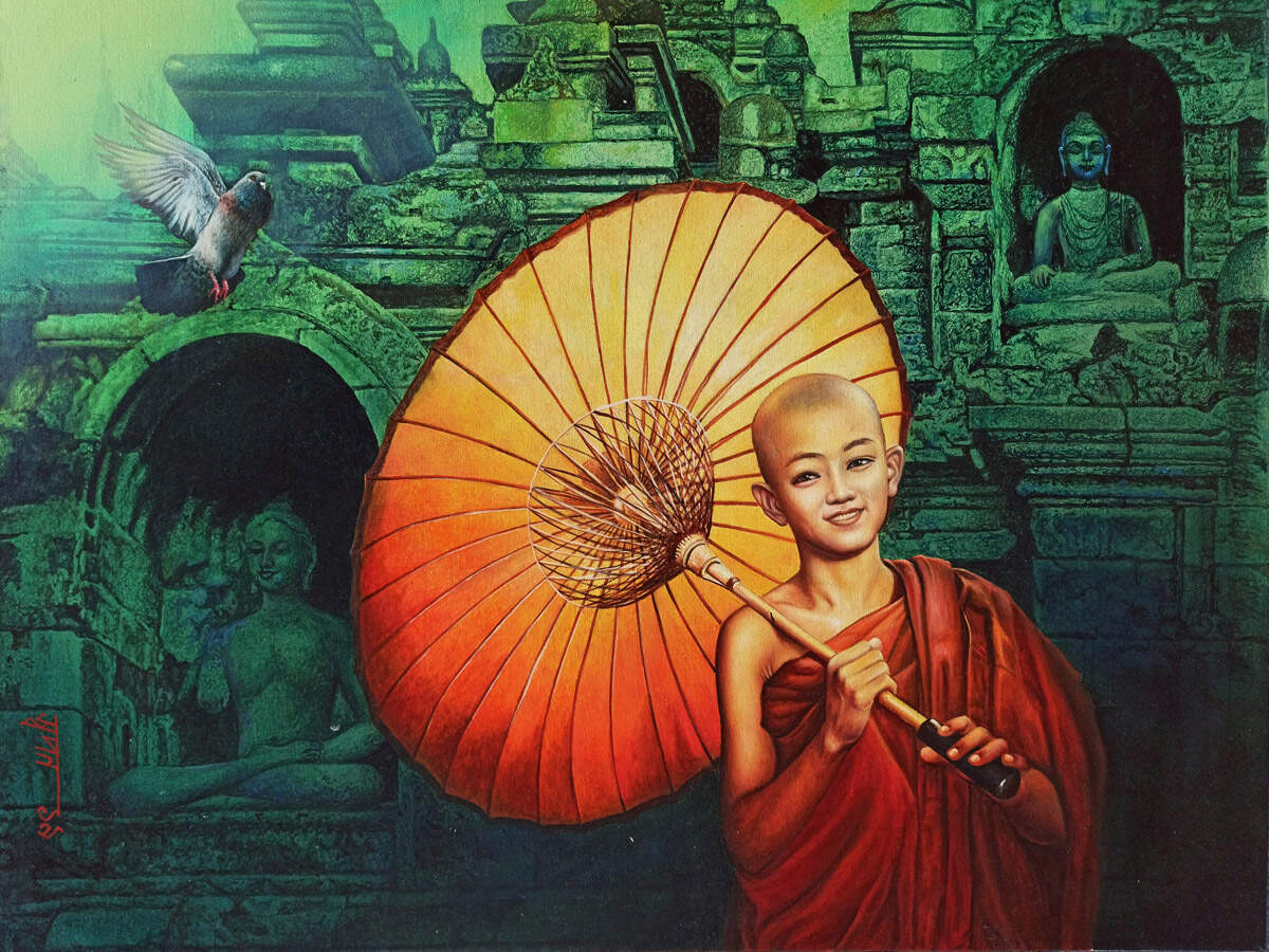 Artist Swapan Roy depicts Buddha and his philosophy in his paintings ...