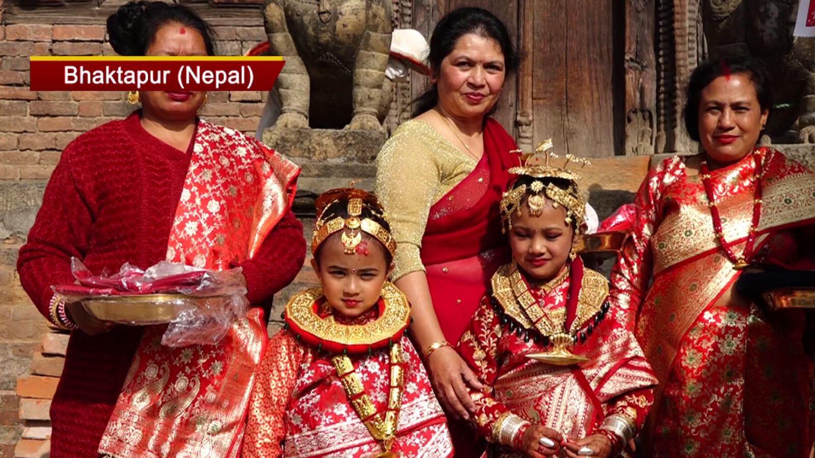 Newari girls attends Bel Bibaha ceremony in Nepal