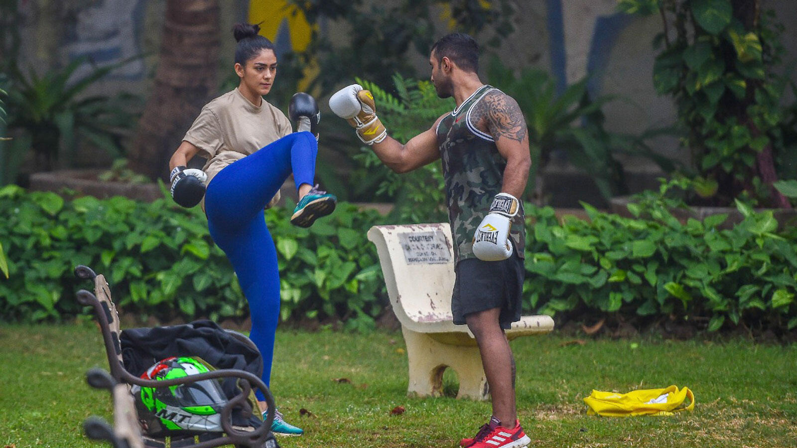 Mrunal Thakur was seen engrossed in her kickboxing session early today ...