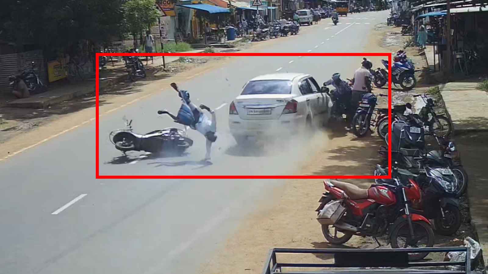 Miraculous escape for bikers as speeding car hits them from behind