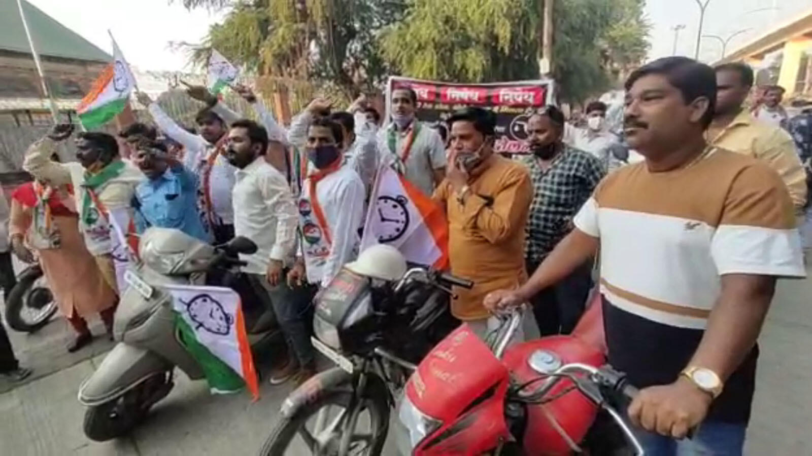 Nationalist Youth Congress Party workers protest against rising fuel ...