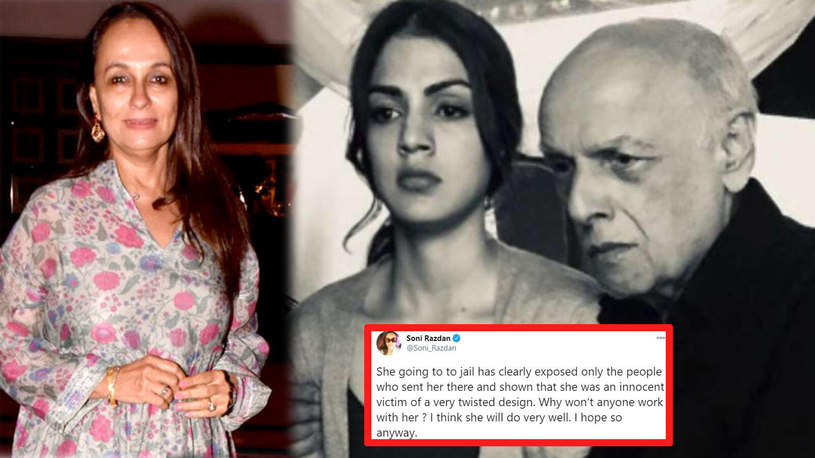Mahesh Bhatt's wife and actress Soni Razdan tweets in support of Rhea ...