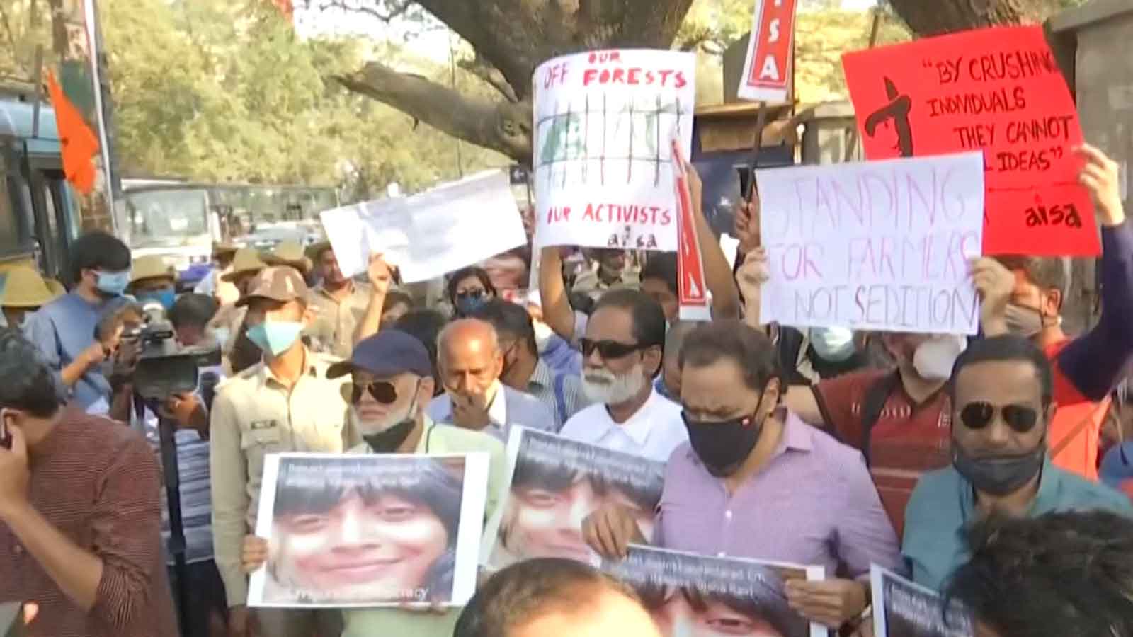 Toolkit case: People protest in Bengaluru against Disha Ravi’s arrest