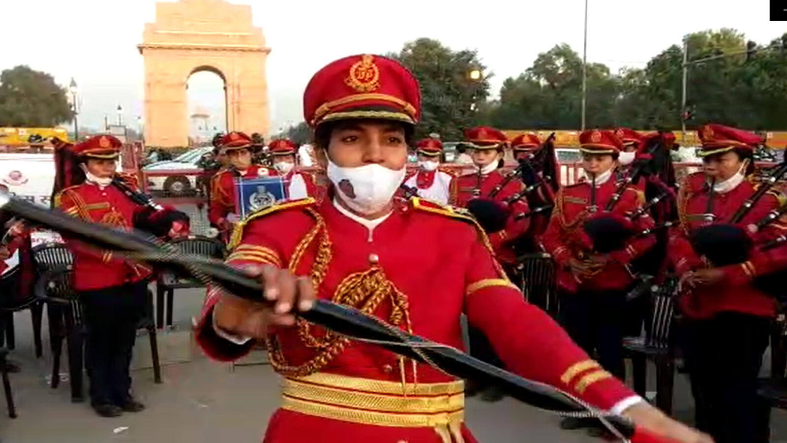 All-women Delhi police band performs at India Gate