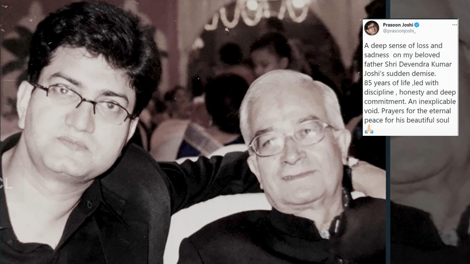 CBFC chief Prasoon Joshi's father Devendra Kumar Joshi passes away at ...
