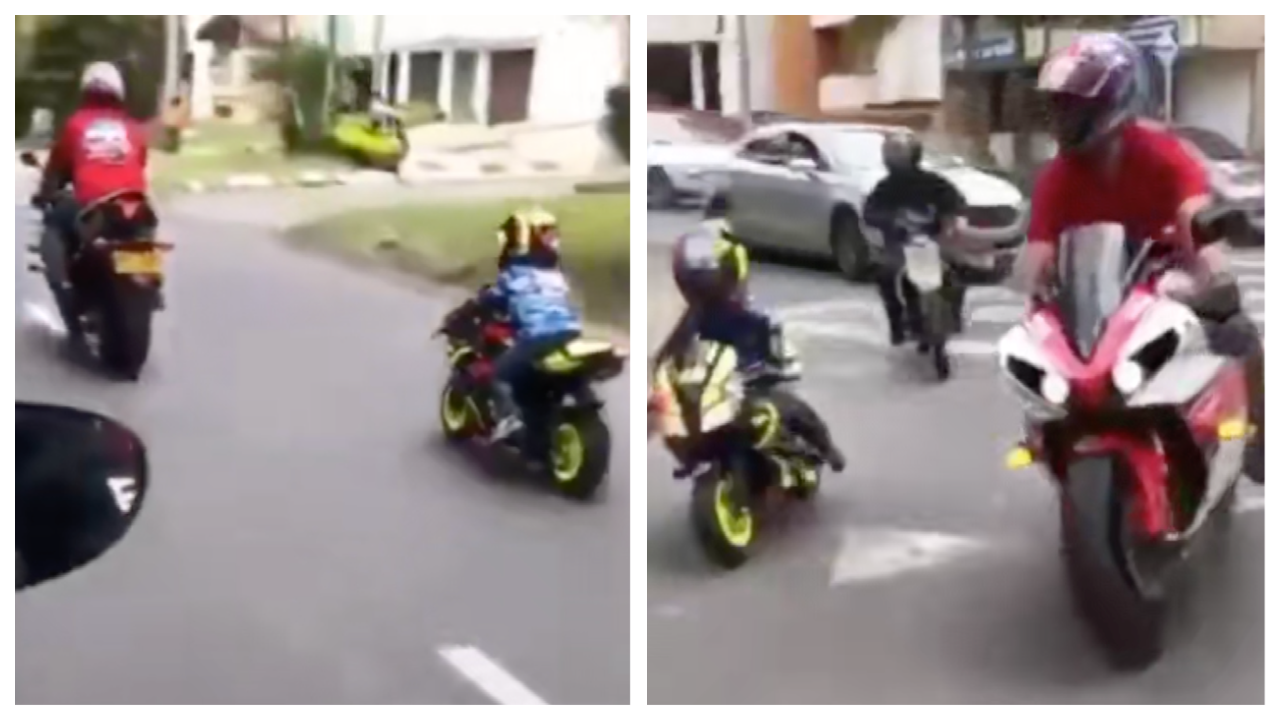 Moto kiddie: Father-son duo go for a weekend ride