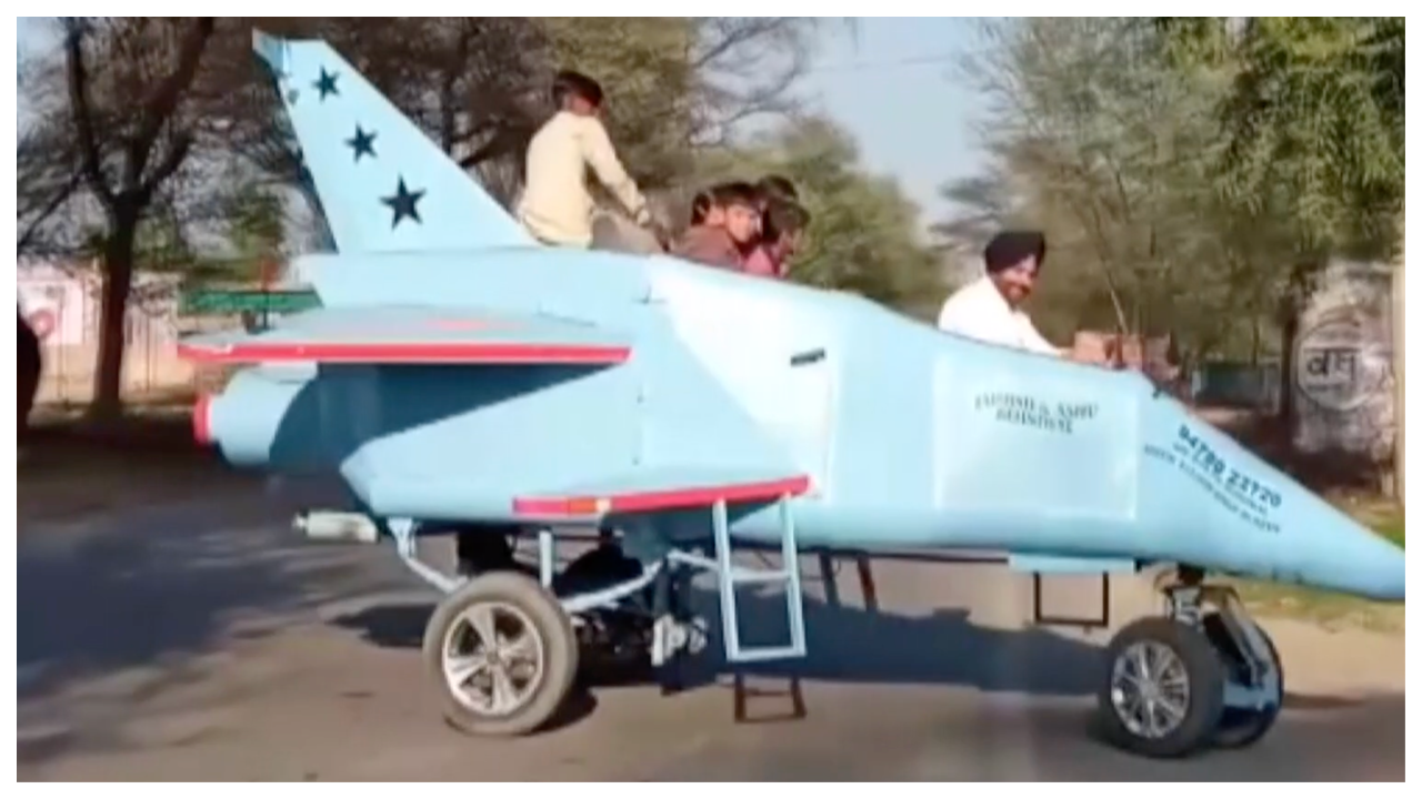 Watch: Jet-shaped vehicle on round in Bathinda