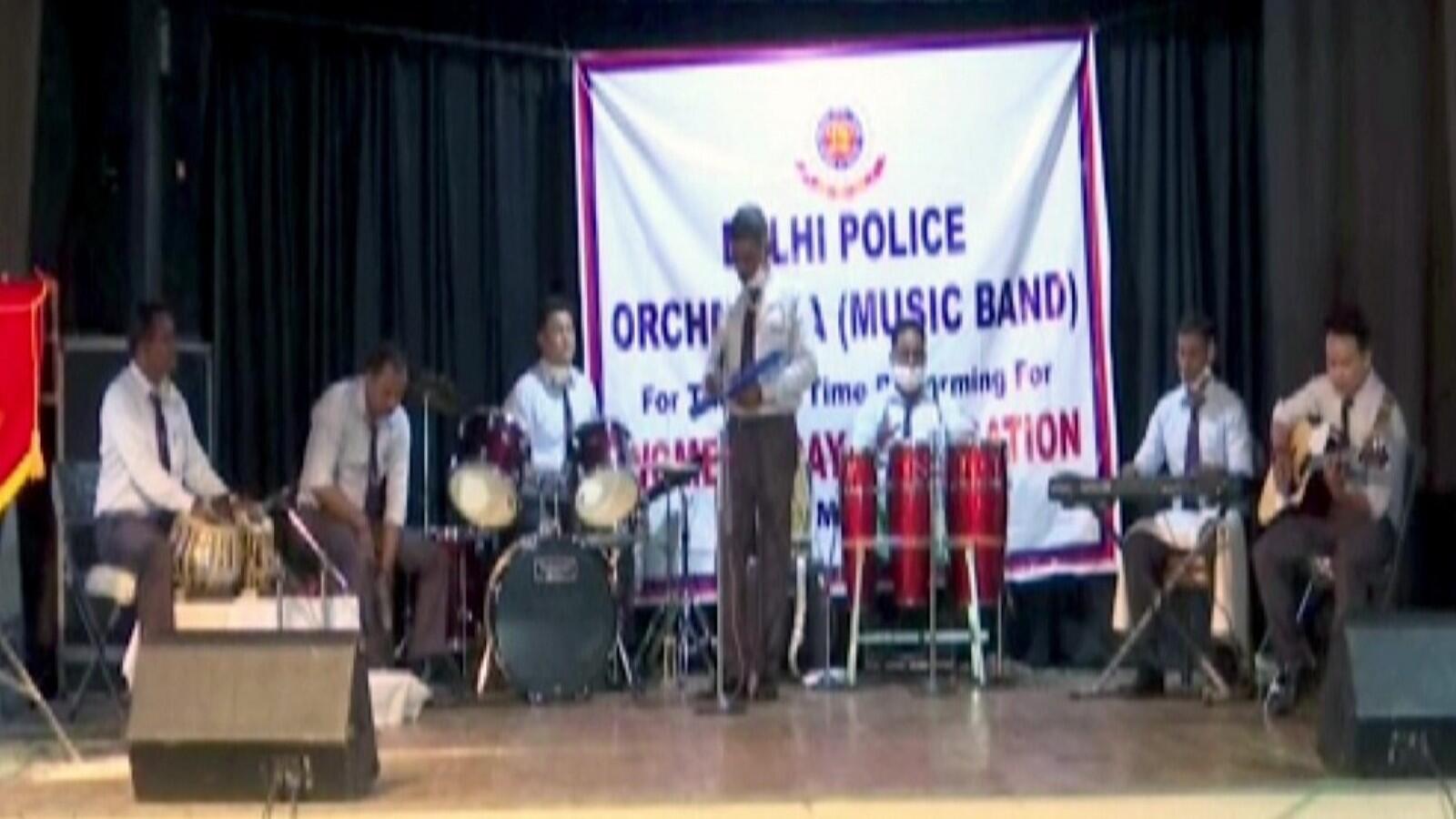 Delhi Police band performs for blind students