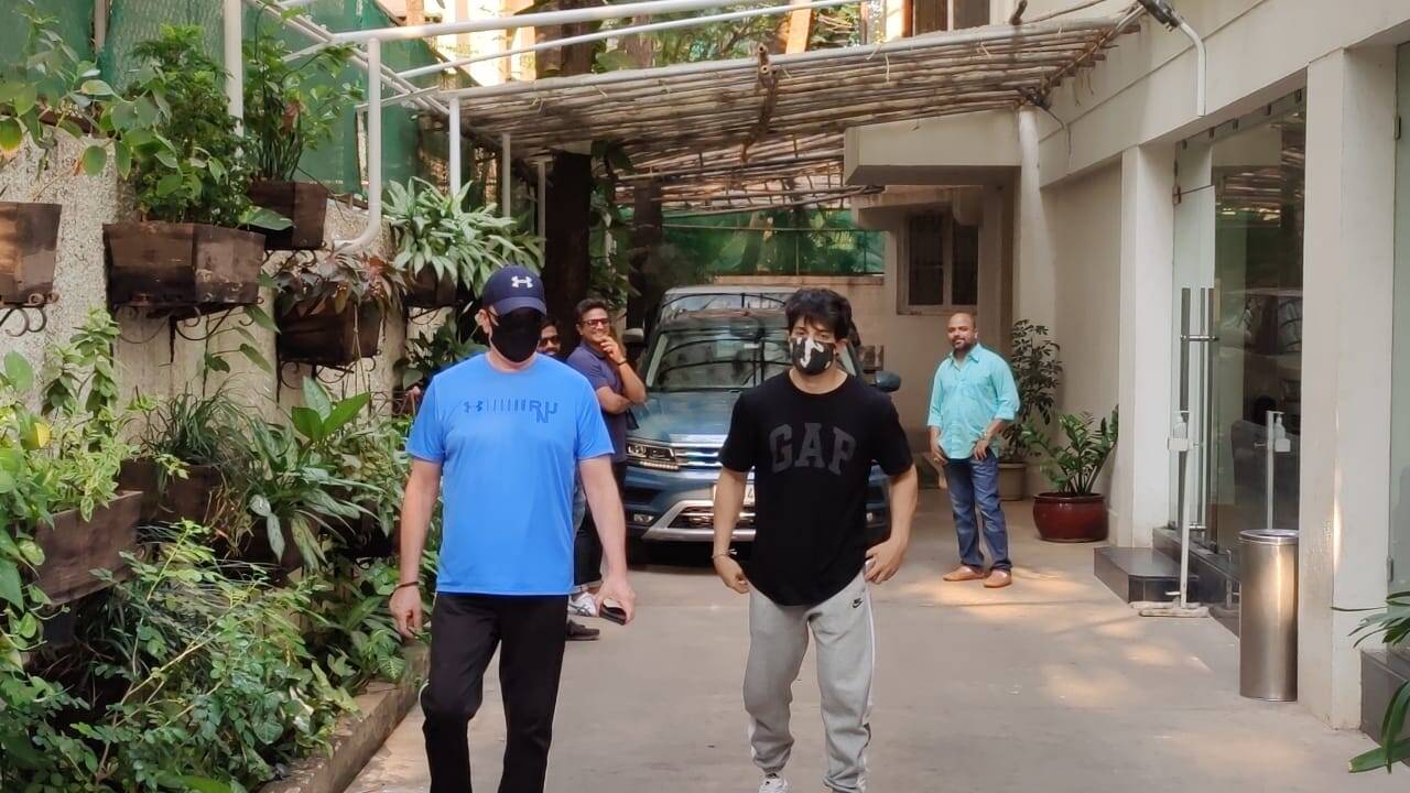 Sooraj Pancholi and his dad Aditya Pancholi were clicked at a dubbing ...