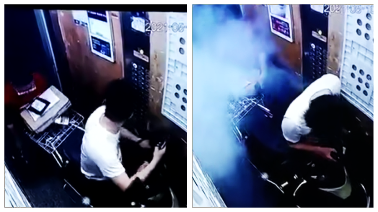 On cam: E-bike bursts into flames inside an elevator