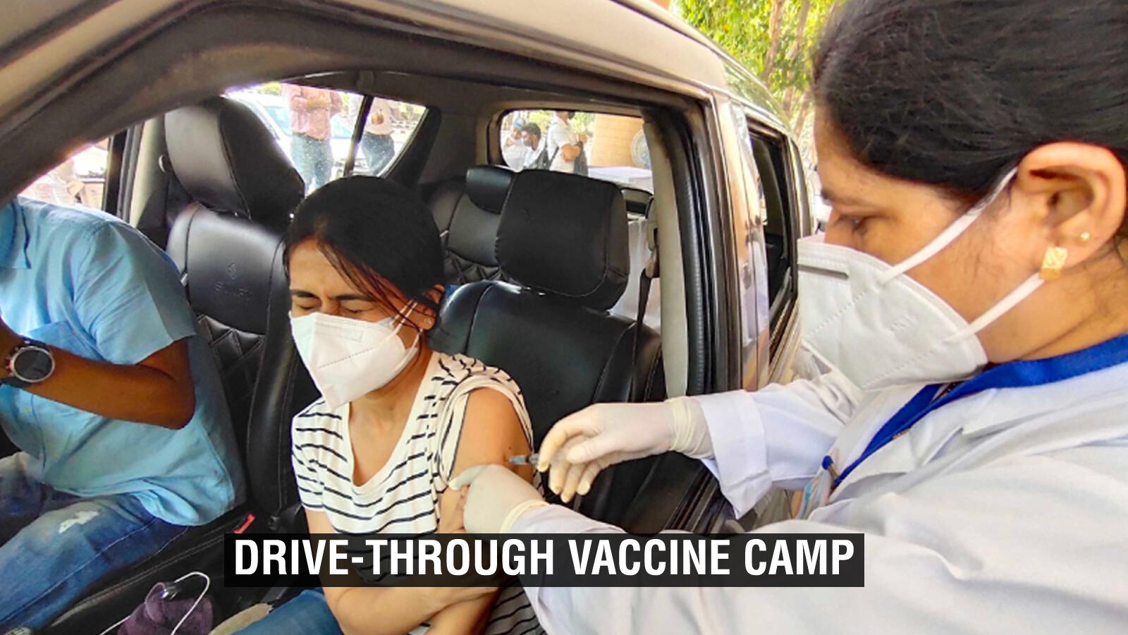 drive-through vaccine camp: Covid-19: Hundreds arrive for drive-through ...