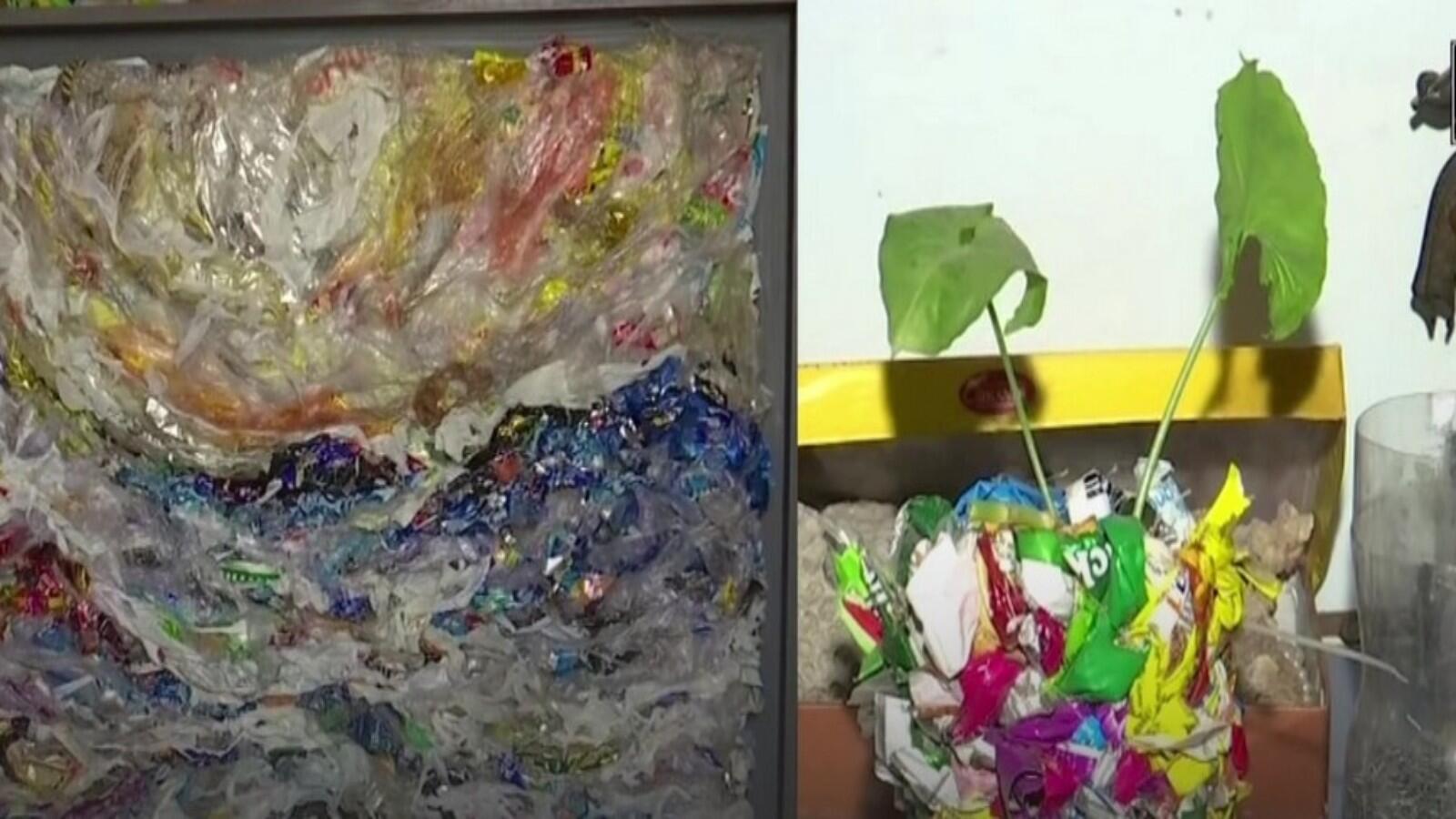 Delhi artist turns plastic waste into stunning artworks