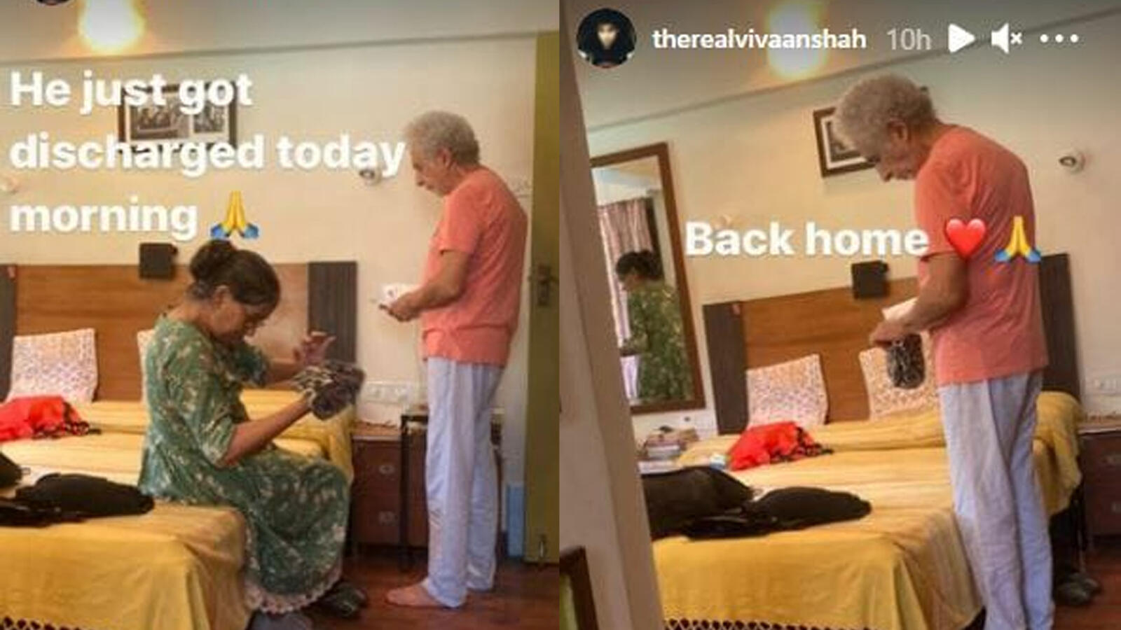 Naseeruddin Shah is 'back home' from hospital, son Vivaan Shah shares ...