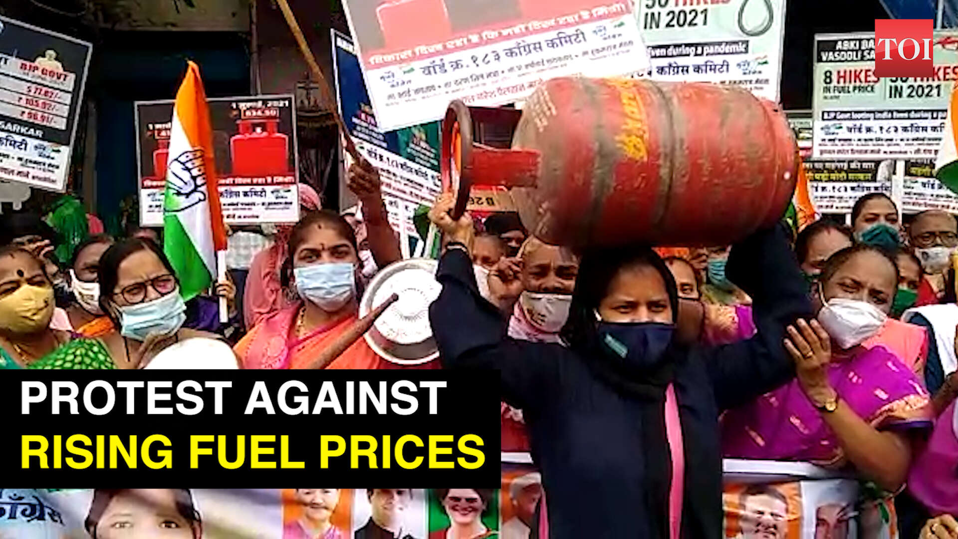 Mumbai: Fuel price hike protest by Congress workers