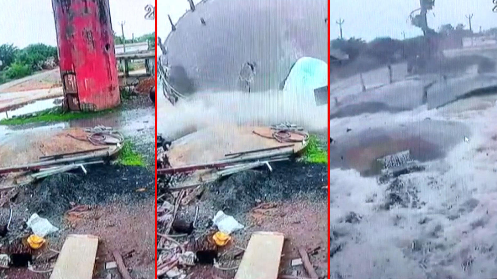 On cam: Major mishap averted as overhead water tank comes crashing down