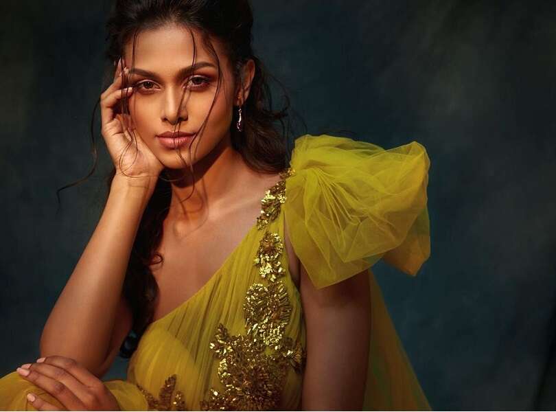 Adline Castelino looks absolutely stunning in sparkling yellow!