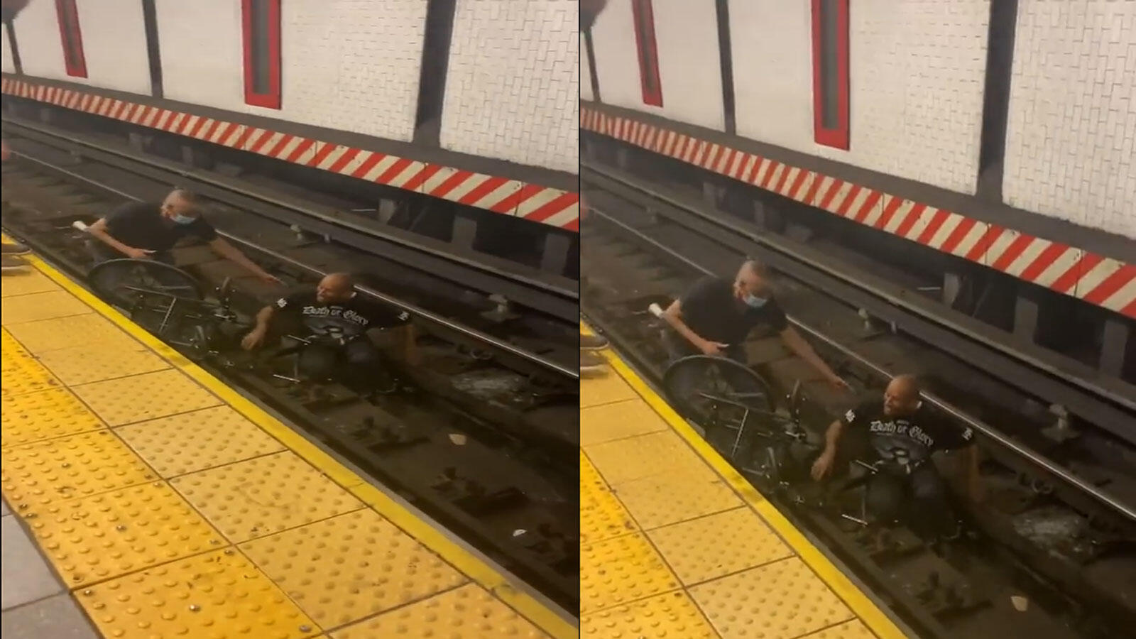 Viral: Wheelchair-bound man falls on train tracks, saved just in time