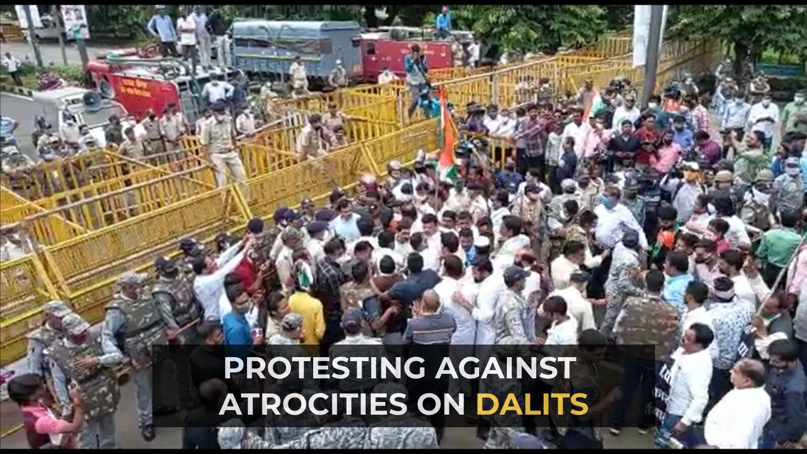 Watch: Congress workers stage protest over atrocities against Dalits ...