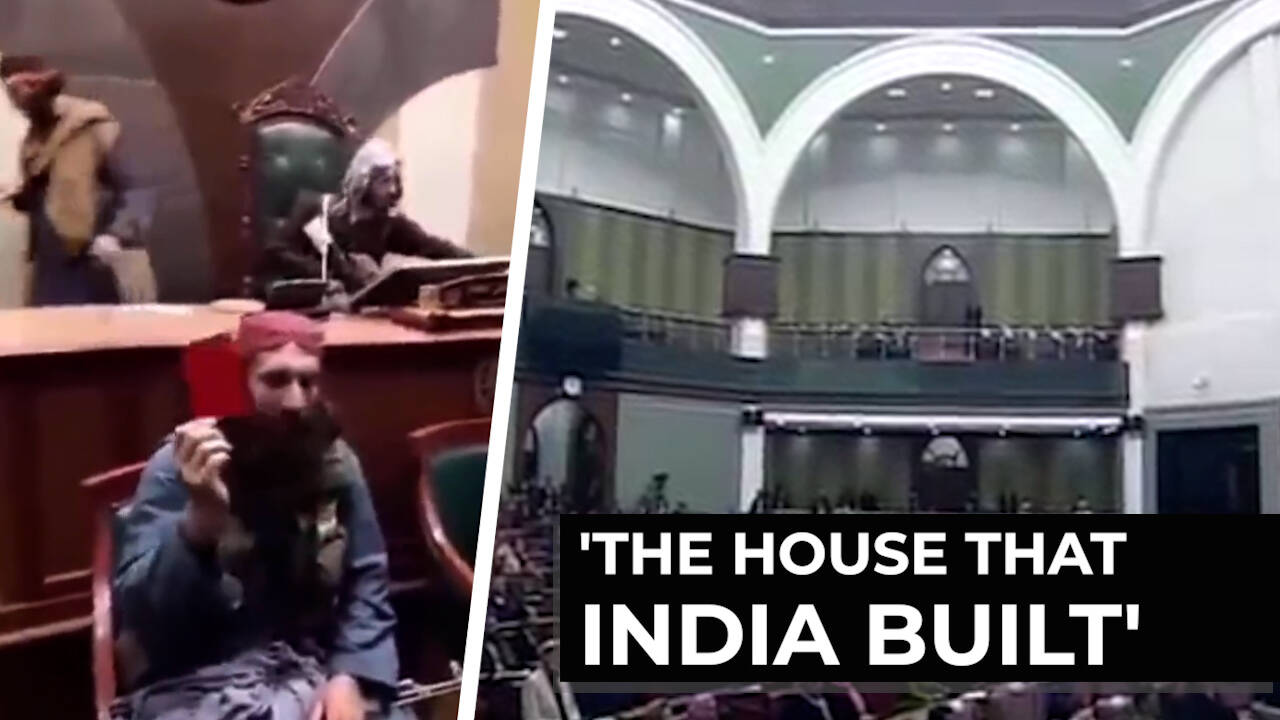 Viral video: Taliban fighters enter Afghan parliament building built by ...