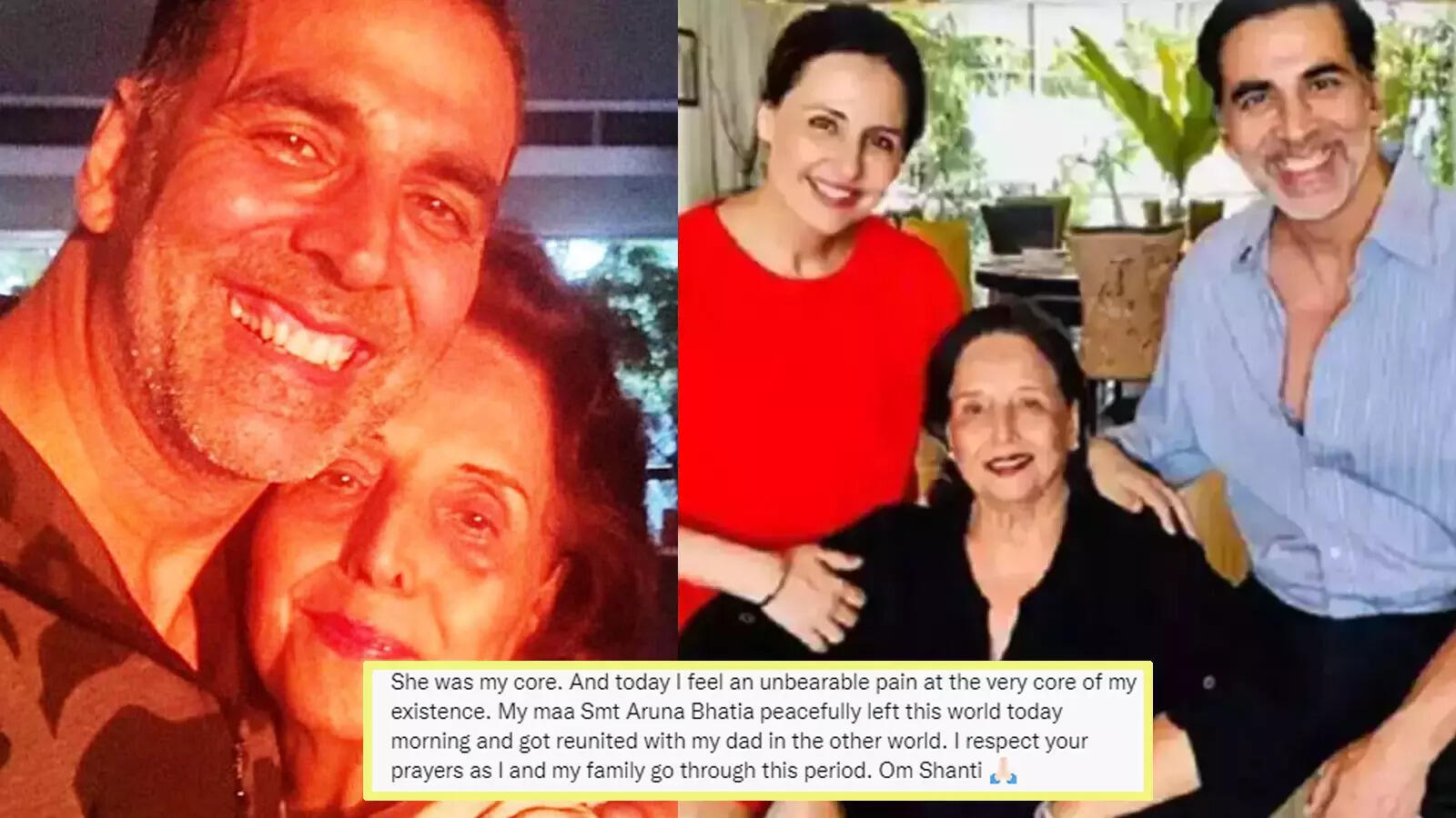Om Shanti! Akshay Kumar’s mother Aruna Bhatia passes away, actor ...