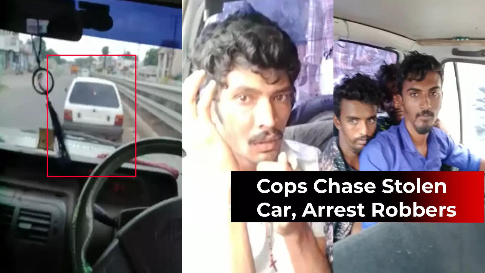 On cam: Highway patrol police chase stolen car, arrest four robbers
