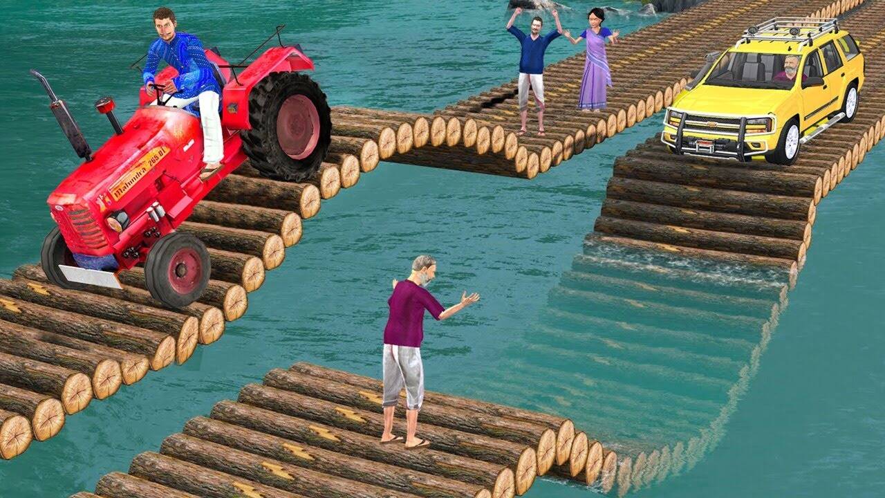Watch Latest Children Hindi Nursery Story 'Log Bridge Tractor V Car ...