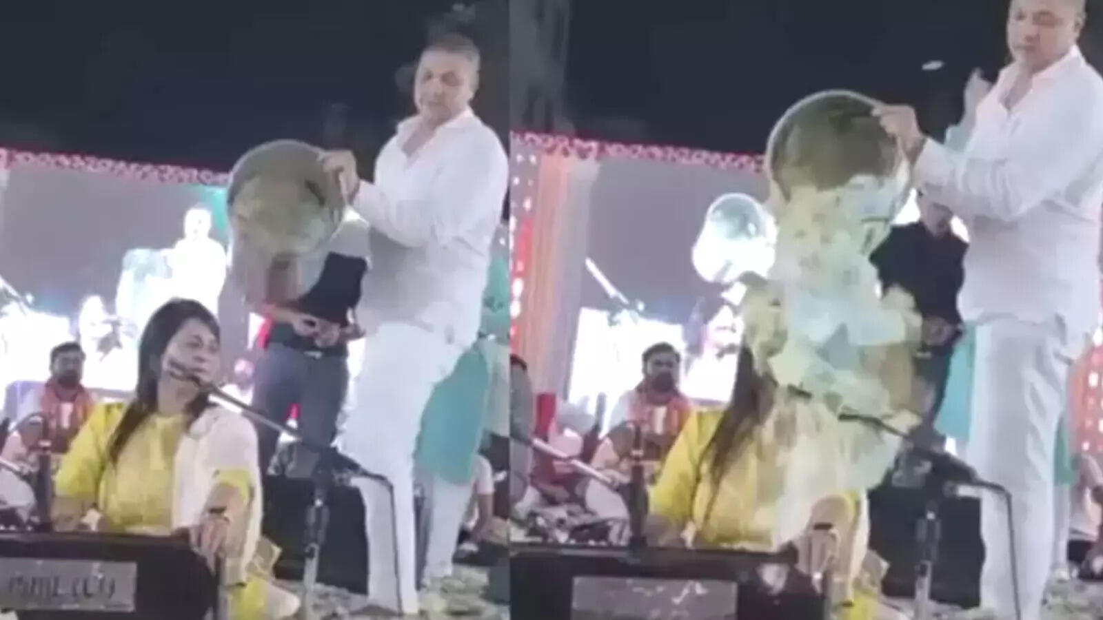 Gujarati singer showered with buckets full of money during live ...