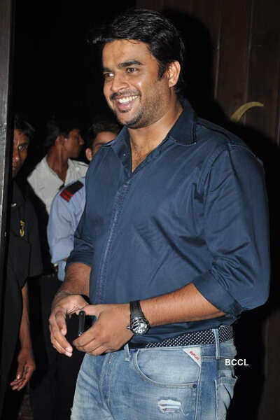 R Madavan arrives at the bash for Rajasthan Royals hosted by Shilpa Raj ...