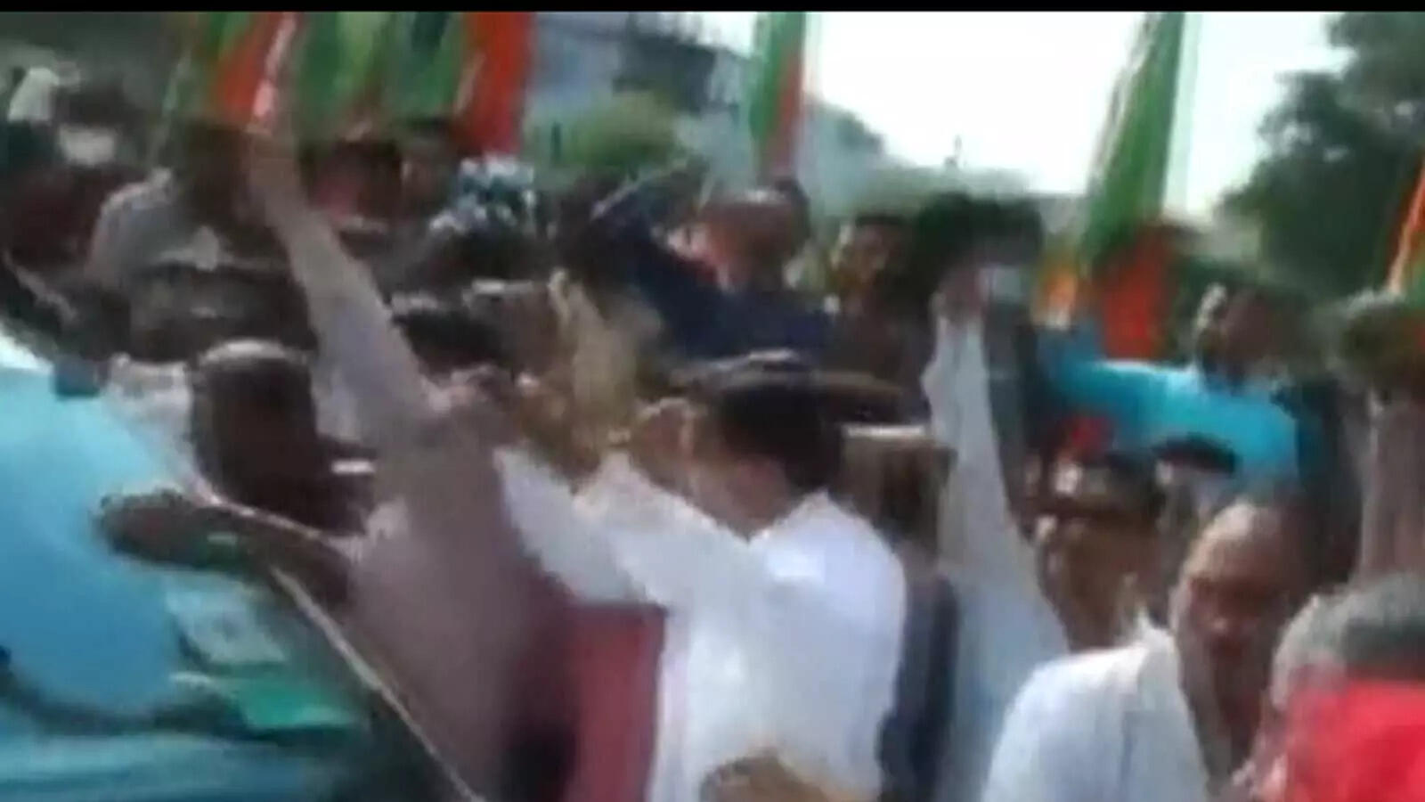 Watch: Karni Sena shows black flags to MP Minister for his ‘upper caste ...