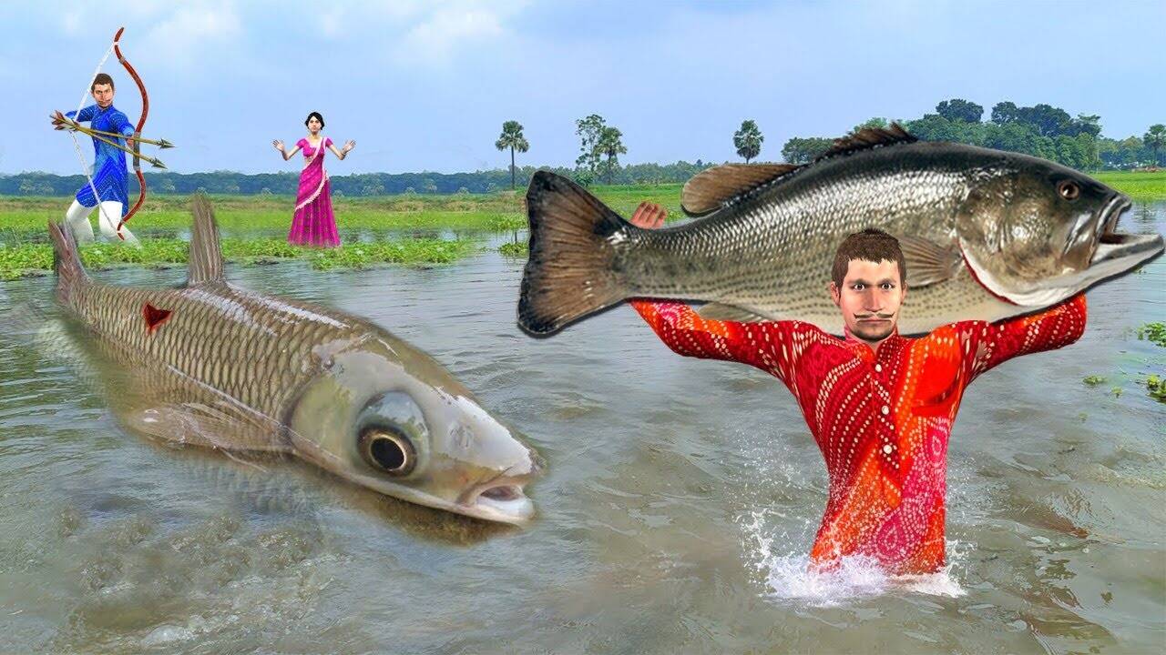 Watch Latest Children Hindi Nursery Story 'Giant Fish Primitive Fishing ...