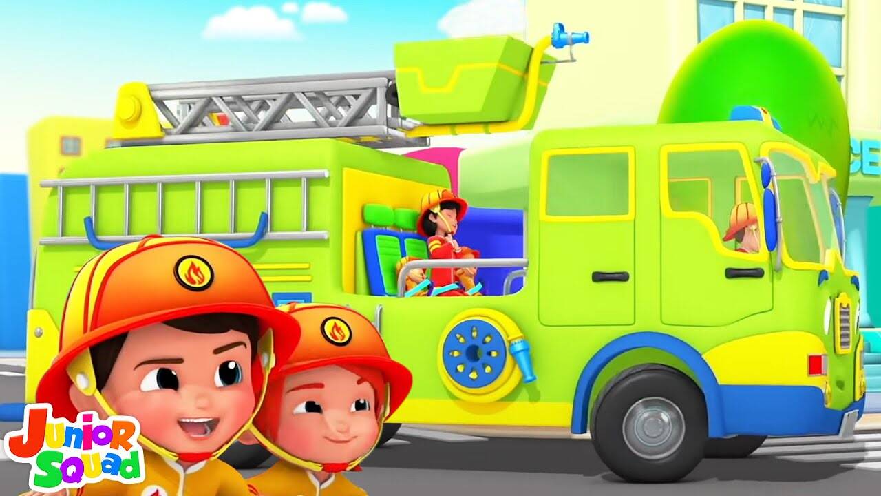 English Kids Poem: Nursery Song in English 'Wheels On The Fire Truck'
