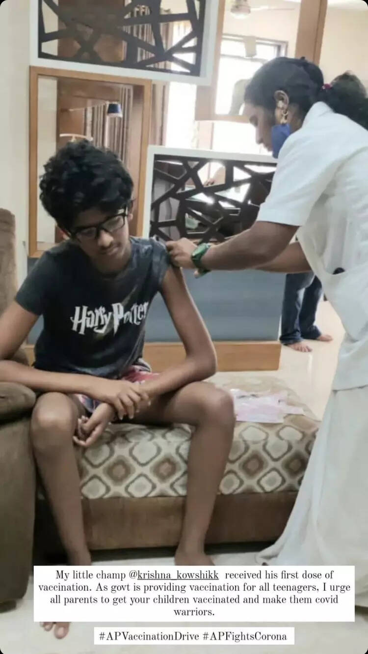 Jabardasth Jabardasth Judge Roja Selvamani Gets Her Teen Son Krishna Kowshik Vaccinated Says