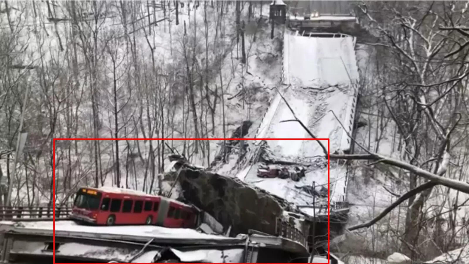 Pittsburgh: Bridge collapses and drops city bus into ravine