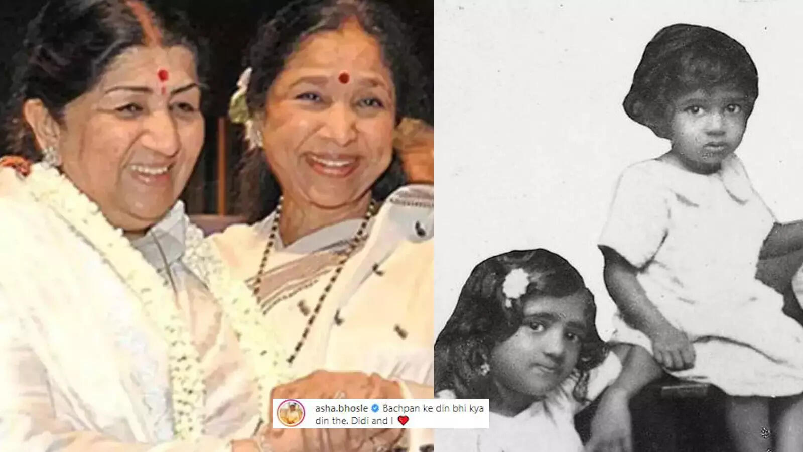 Asha Bhosle shares a childhood picture with elder sister late Lata ...