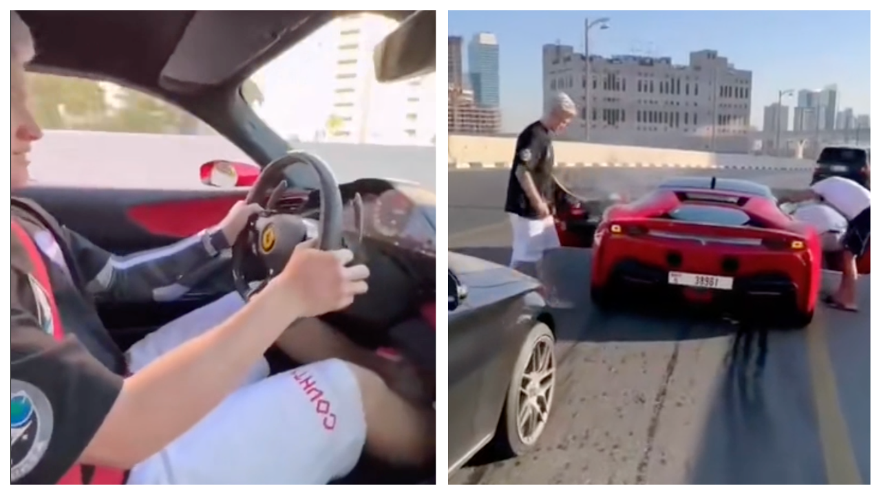 Guy destroys new Ferrari!