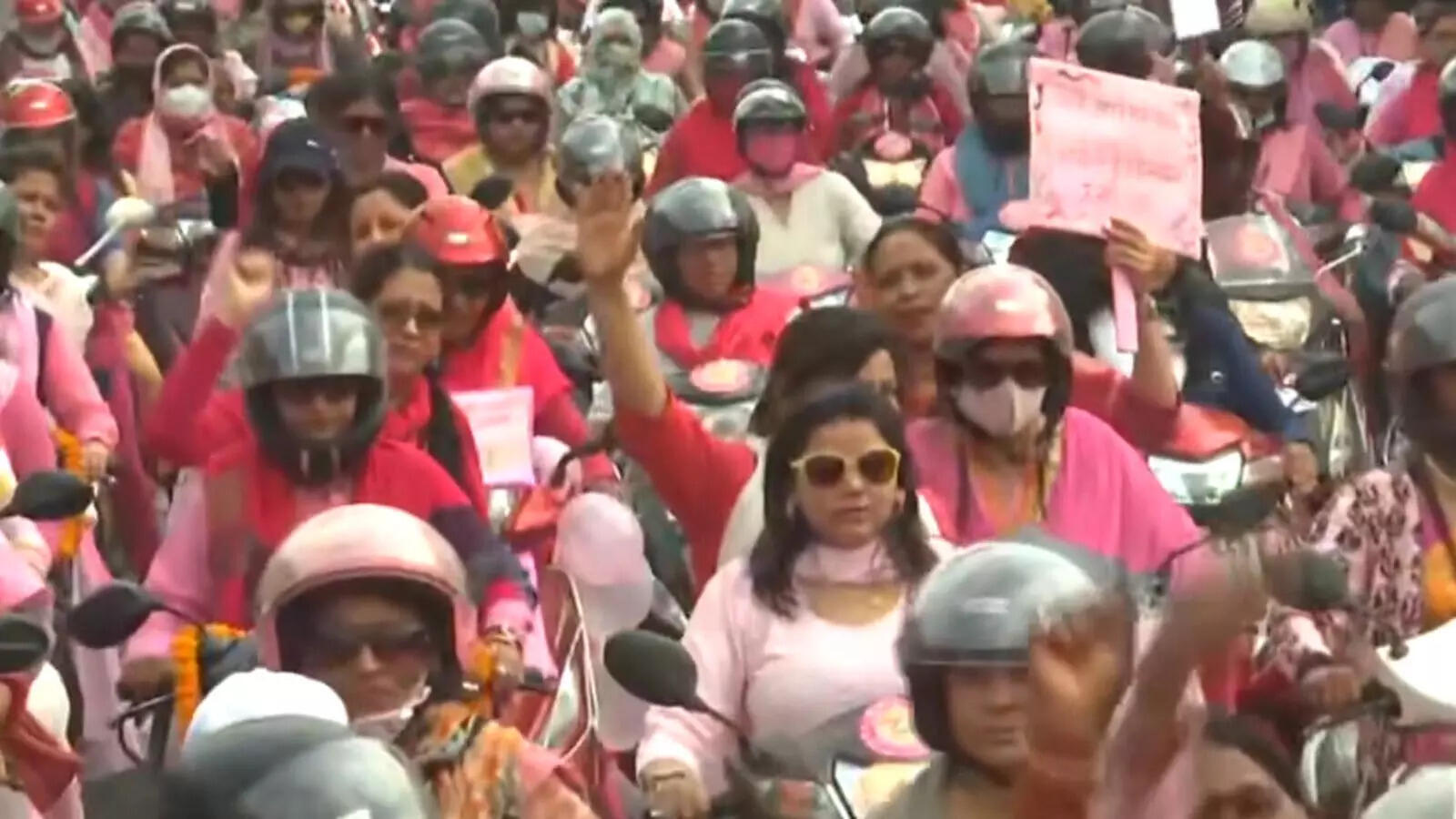 UP Polls: Women take out ‘Pink Scooty’ rally in Varanasi to encourage ...