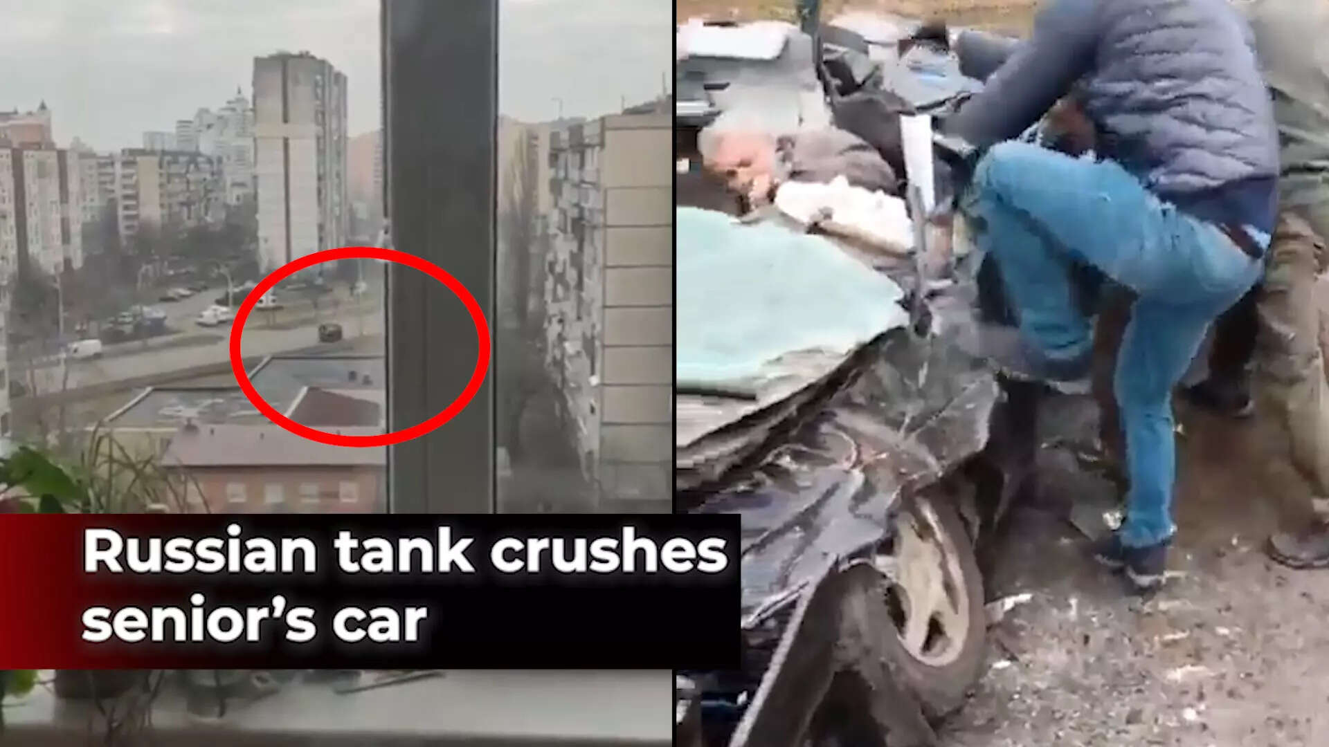 Viral video: Russian tank rams over a civilian car in Ukraine