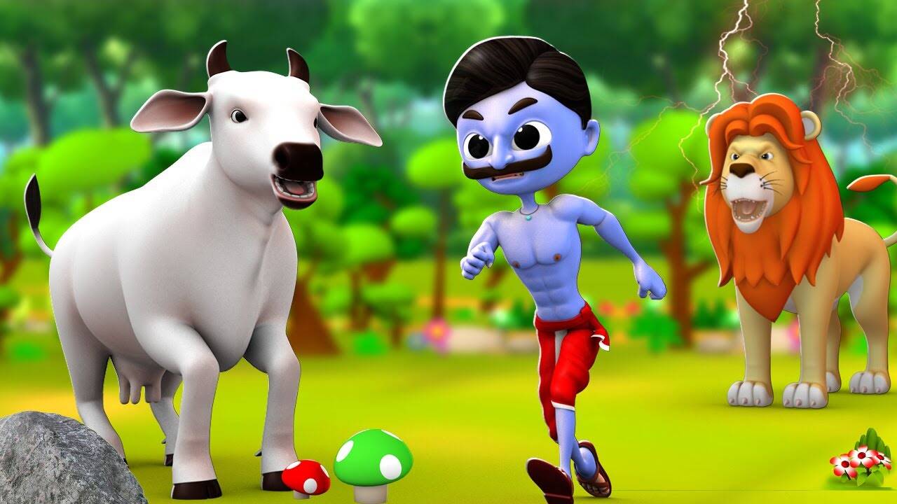 பசித்த சிங்க மாடு மற்றும் பிசாசு - Hungry Lion Cow and Devil Story | 3D ...