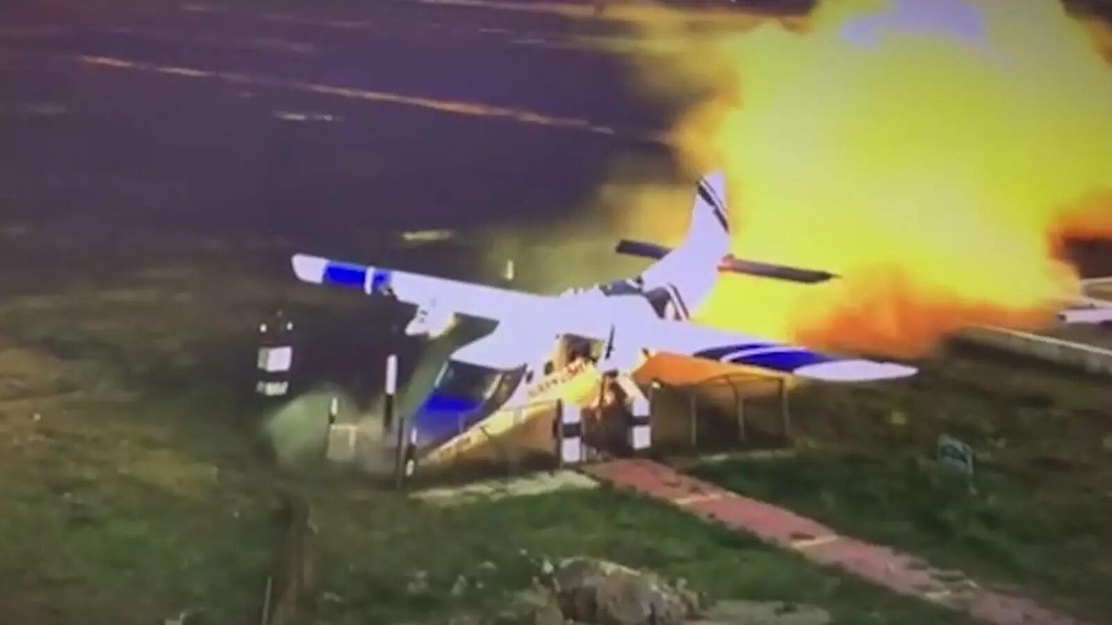 On cam: Coast Guard plane veers off runway, crashes into a small ...