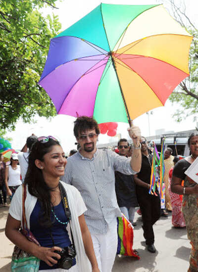 Participants during the Third Chennai Rainbow Pride march at Marina in ...
