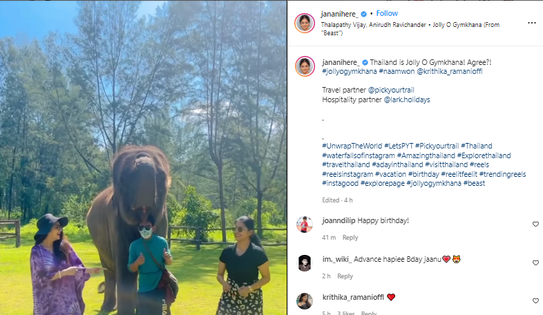 Janani flies to Thailand to celebrate birthday | Tamil Movie News ...