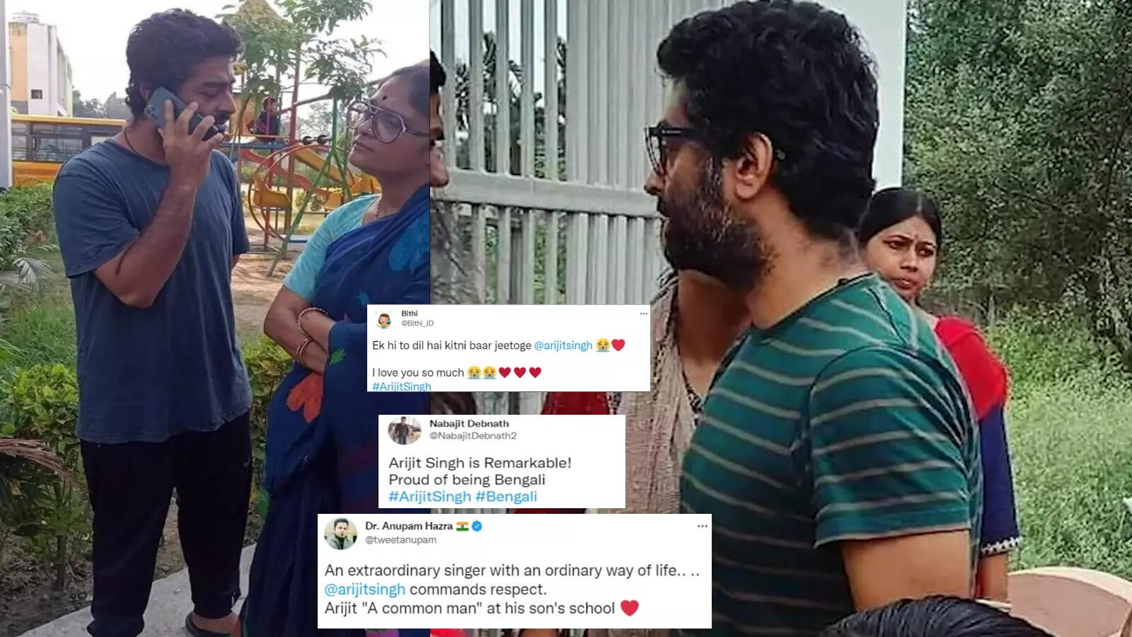 Singer Arijit Singh's pictures waiting outside son's school in simple ...