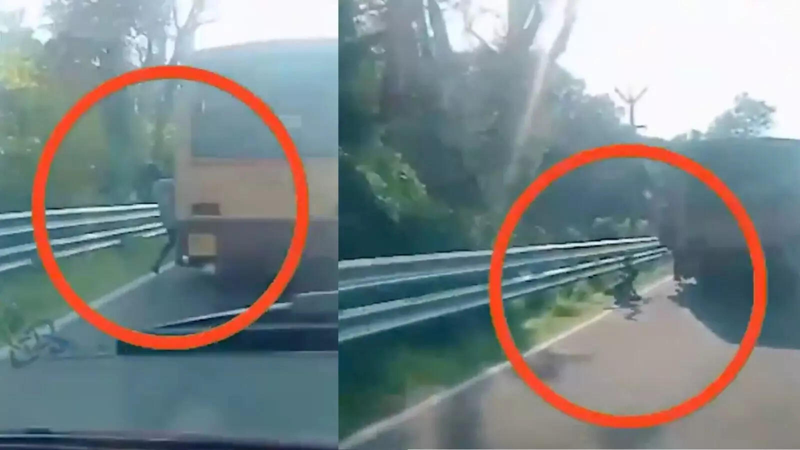 viral video: Viral video: Two students fall from school bus, escape ...