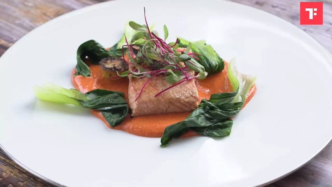 Watch: How to make Grilled Salmon with Romesco Sauce - Times Food