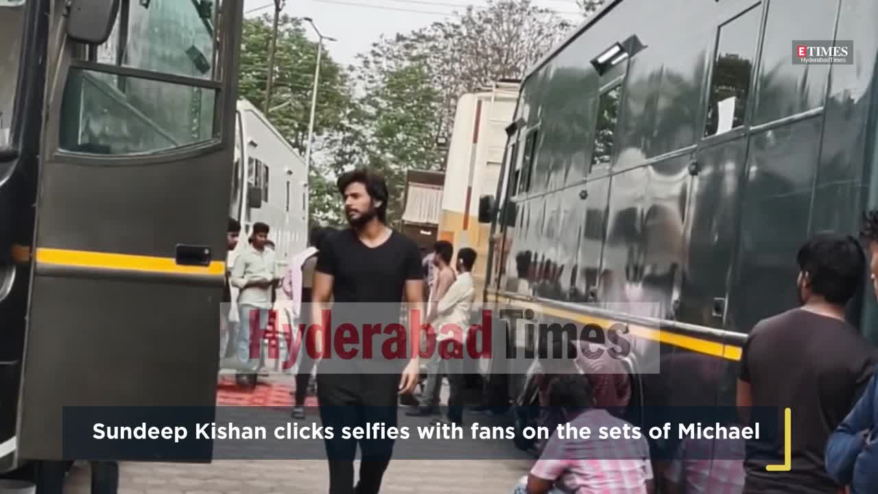 Sundeep Kishan clicks selfies with fans on the sets of Michael