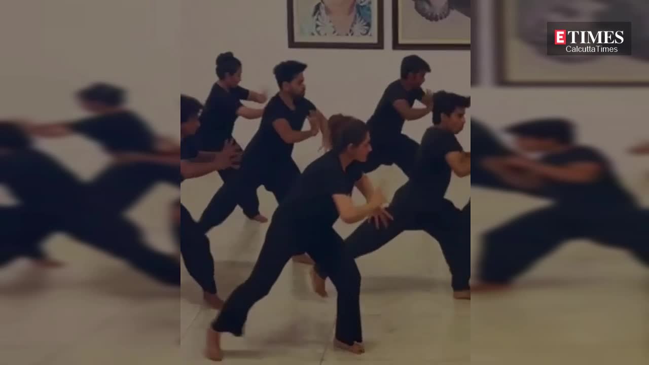 Sreenanda Shankar and her dance team jamming to live drums