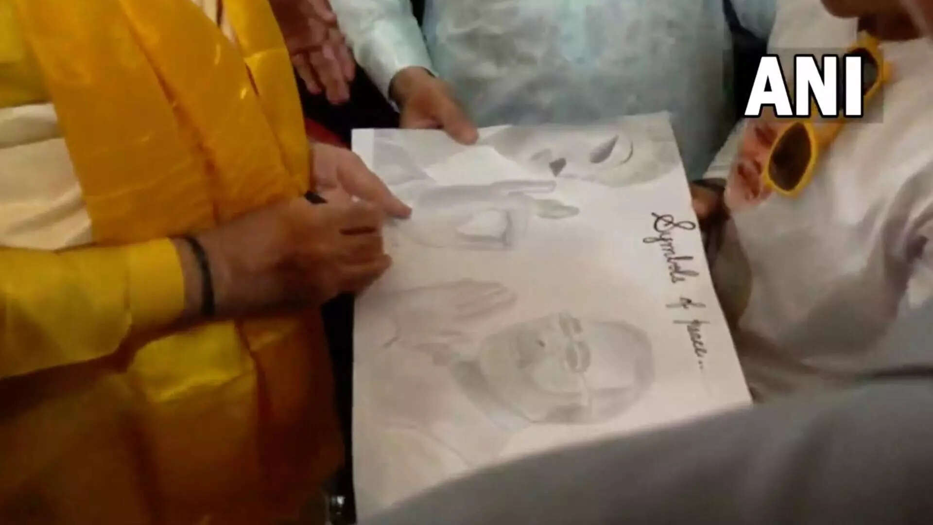 Watch: PM Modi signs sketch depicting him with Buddha