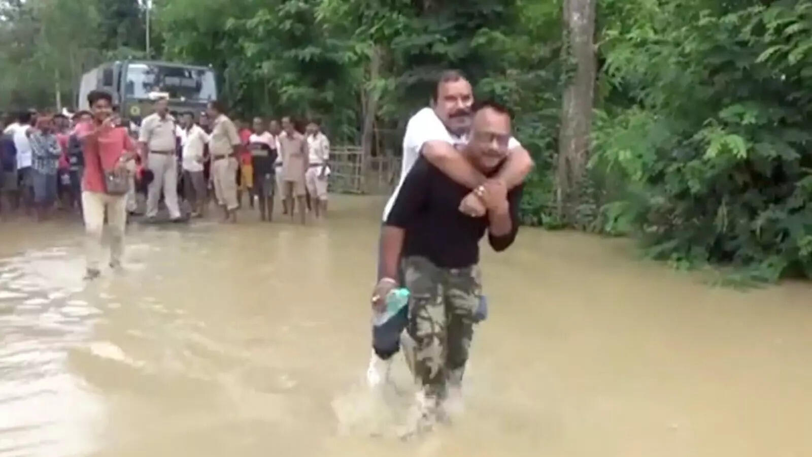 Watch: BJP MLA Sibu Misra takes piggyback ride to a boat